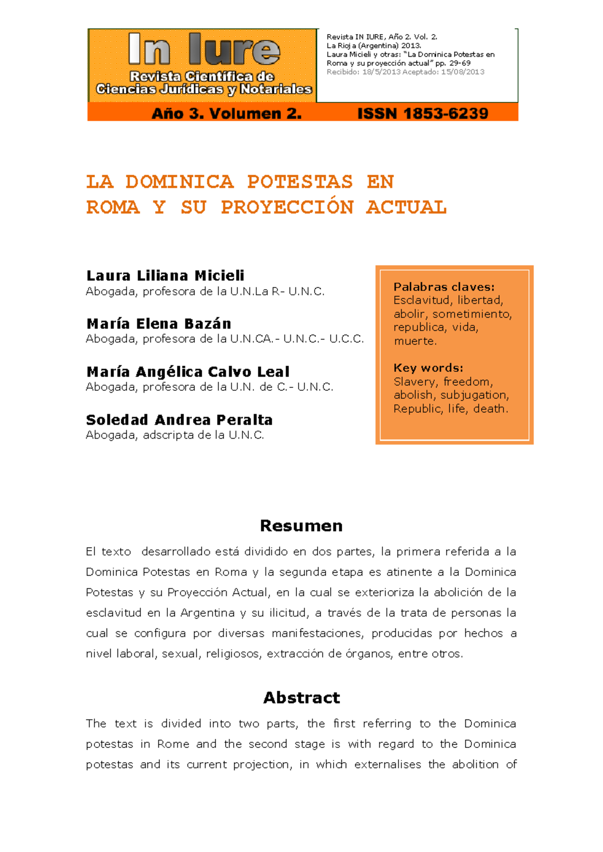 Ojs revistaelec,+ Micieli - LA DOMINICA POTESTAS EN ROMA Y SU ...