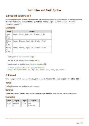 Lab2 - Introduction to problem solving - FACULTY OF COMPUTER SCIENCE AND INFORMATION TECHNOLOGY ...