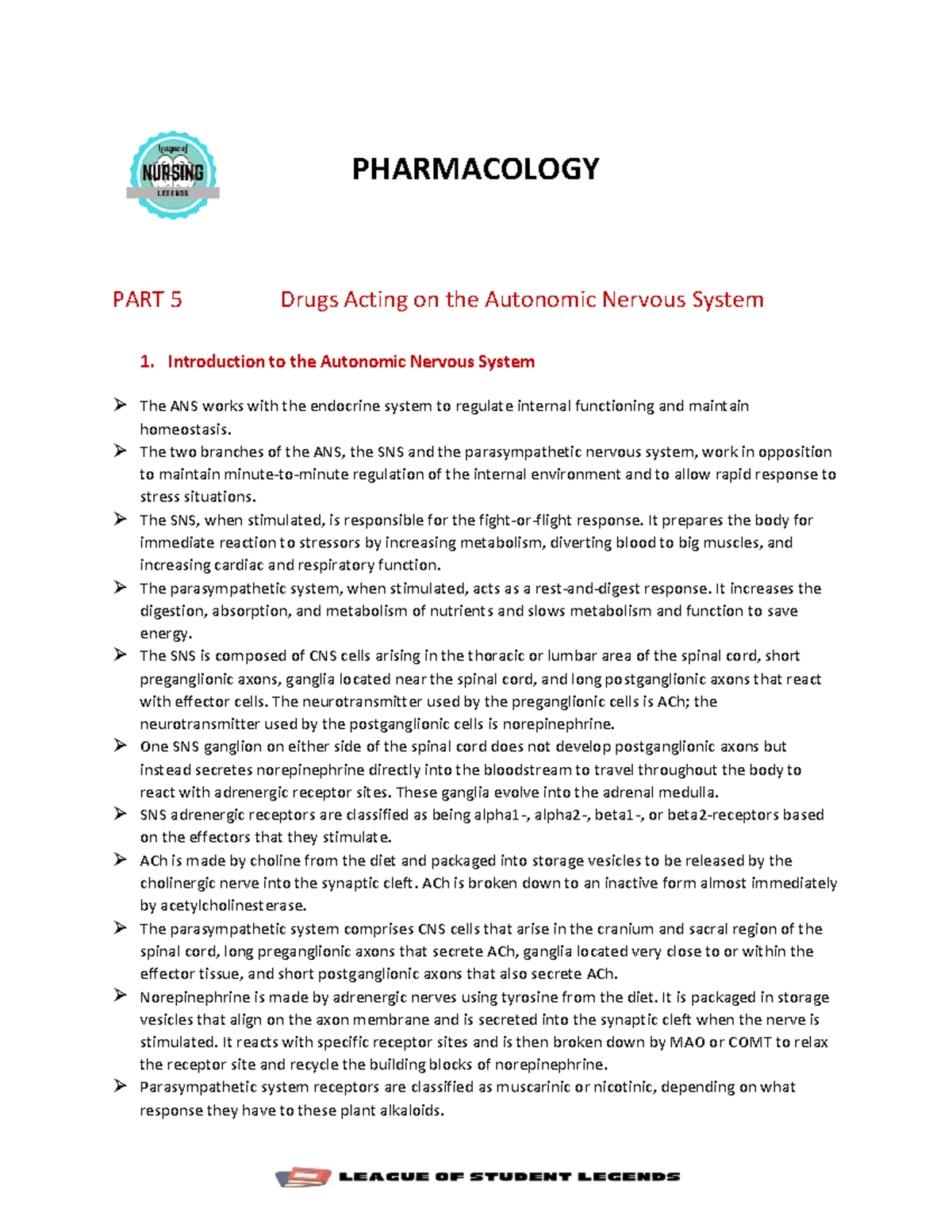 5. Pharmacology-Drugs Acting on the ANS - PHARMACOLOGY PART 5 Drugs ...