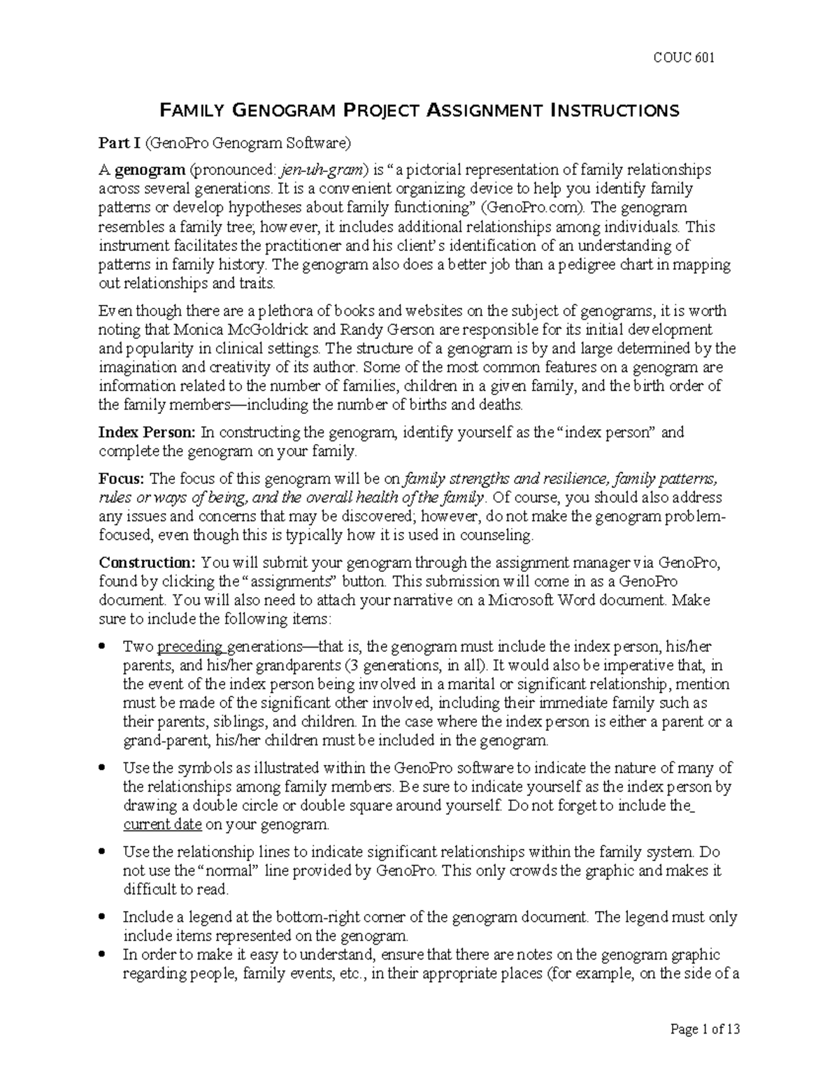 Family Genogram Project Assignment - FAMILY GENOGRAM PROJECT ASSIGNMENT ...