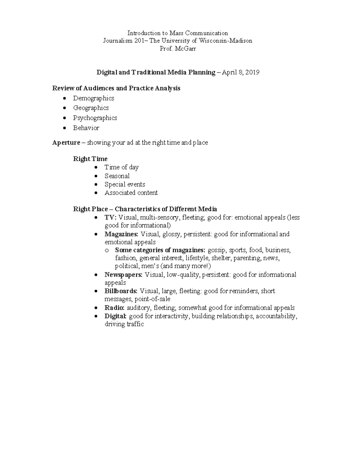Handout 2019 04 08 - Introduction to Mass Communication Journalism 201 ...