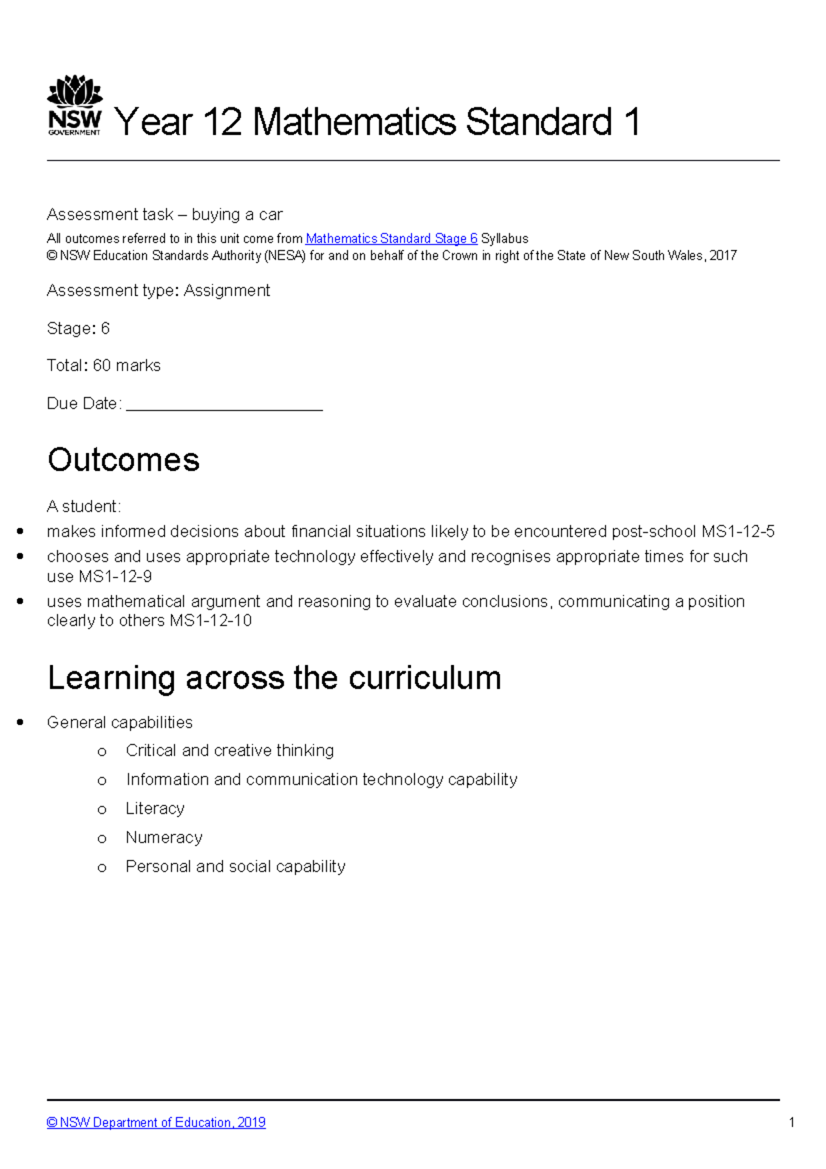 Mathematics standard 12 investment depreciation and loans assessment ...
