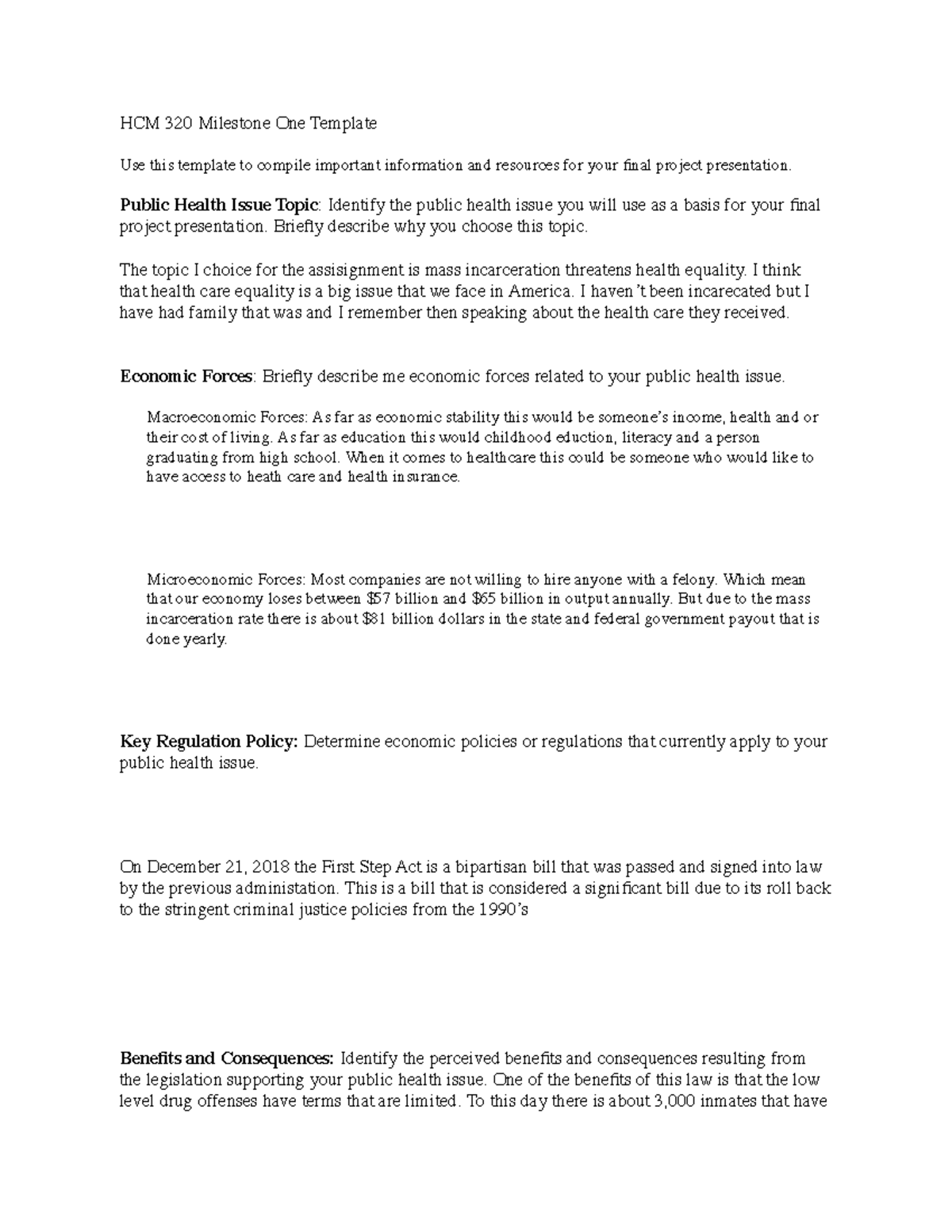HCM 320 Milestone One Template (1)23 - HCM345 - SNHU - Studocu