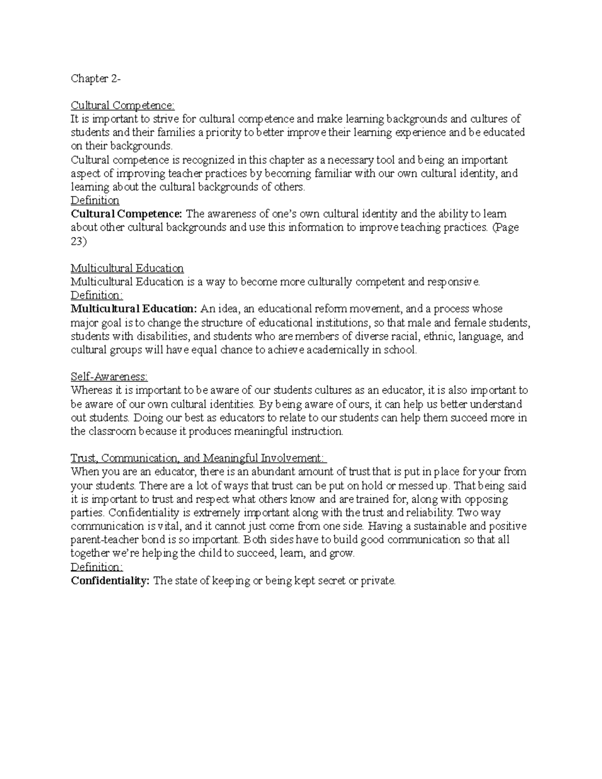 Mod:Sev Learning Log Chpt 2 - Chapter 2- Cultural Competence: It is ...