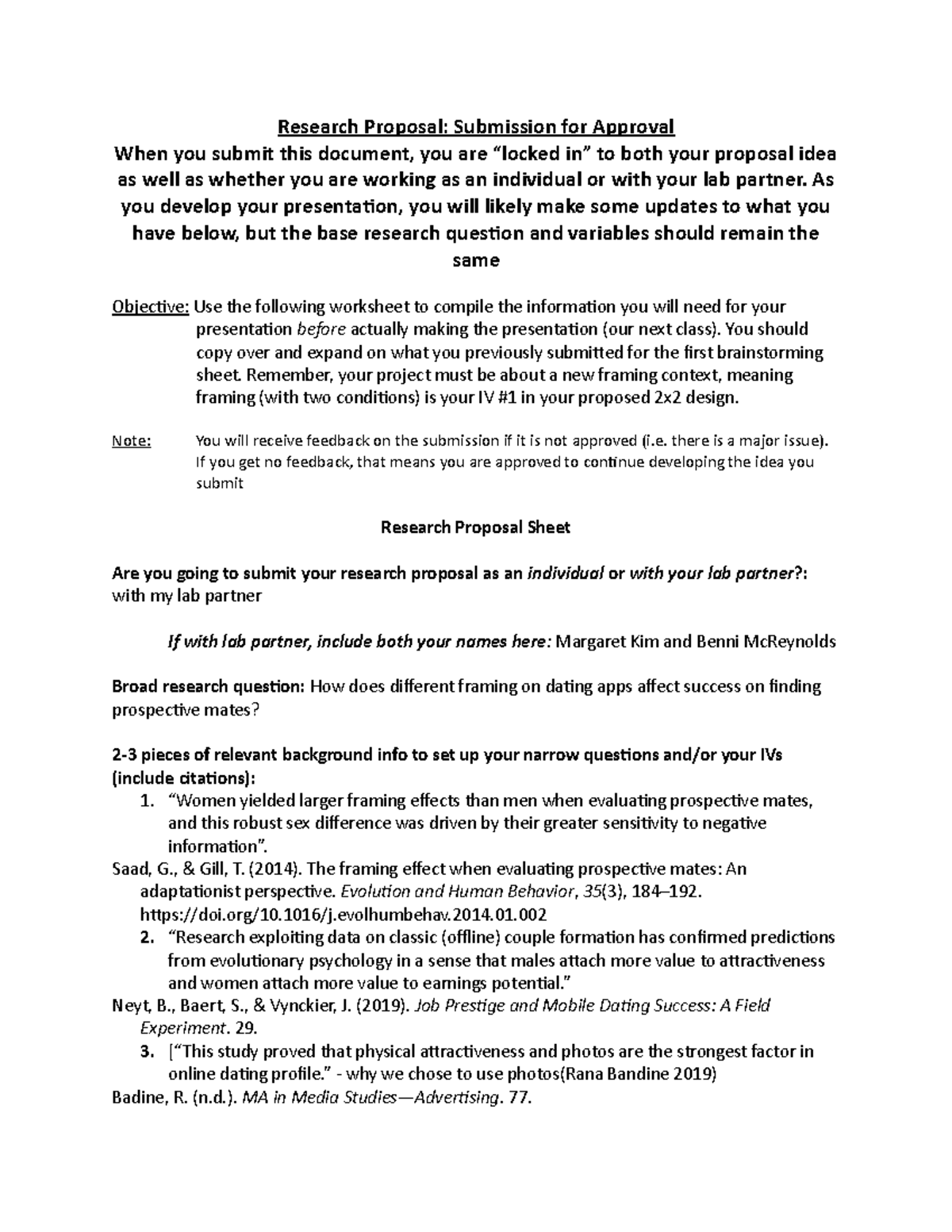 Research Proposal Approval - Research Proposal: Submission for Approval ...