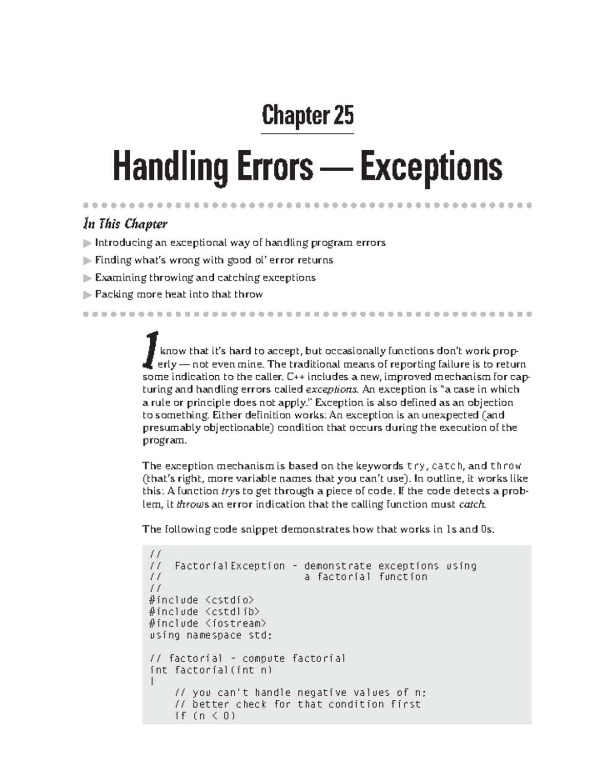 Chapter 25 - Handling Errors.. Exceptions - Chapter 25 Handling Errors — Exceptions In This ...