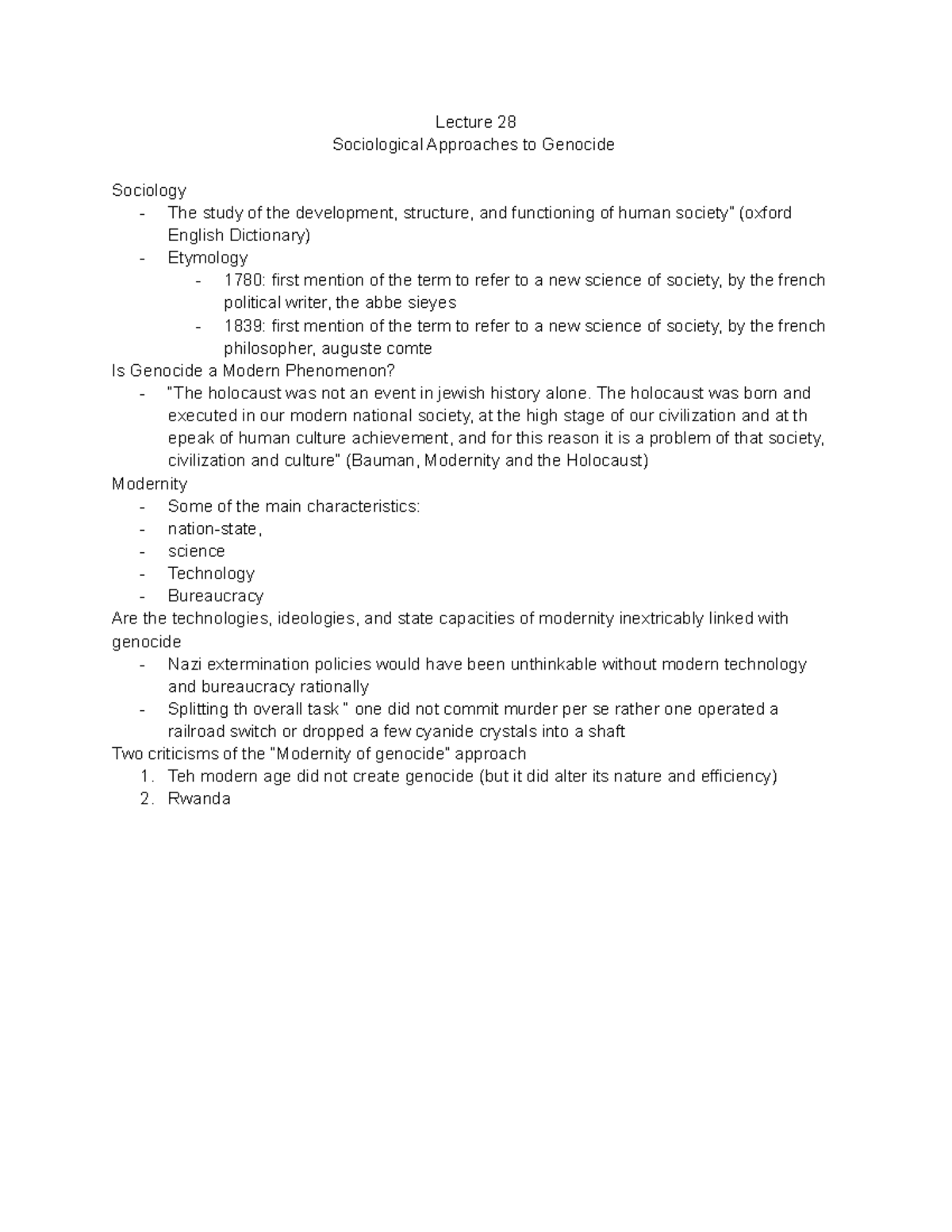 Lecture 28 - notes part 8 - Lecture 28 Sociological Approaches to ...