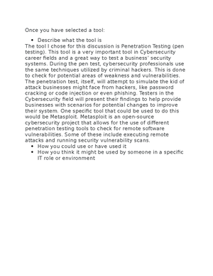 IT 200 5-1 Discussion - Technology and Tools - IT200 - SNHU - Studocu