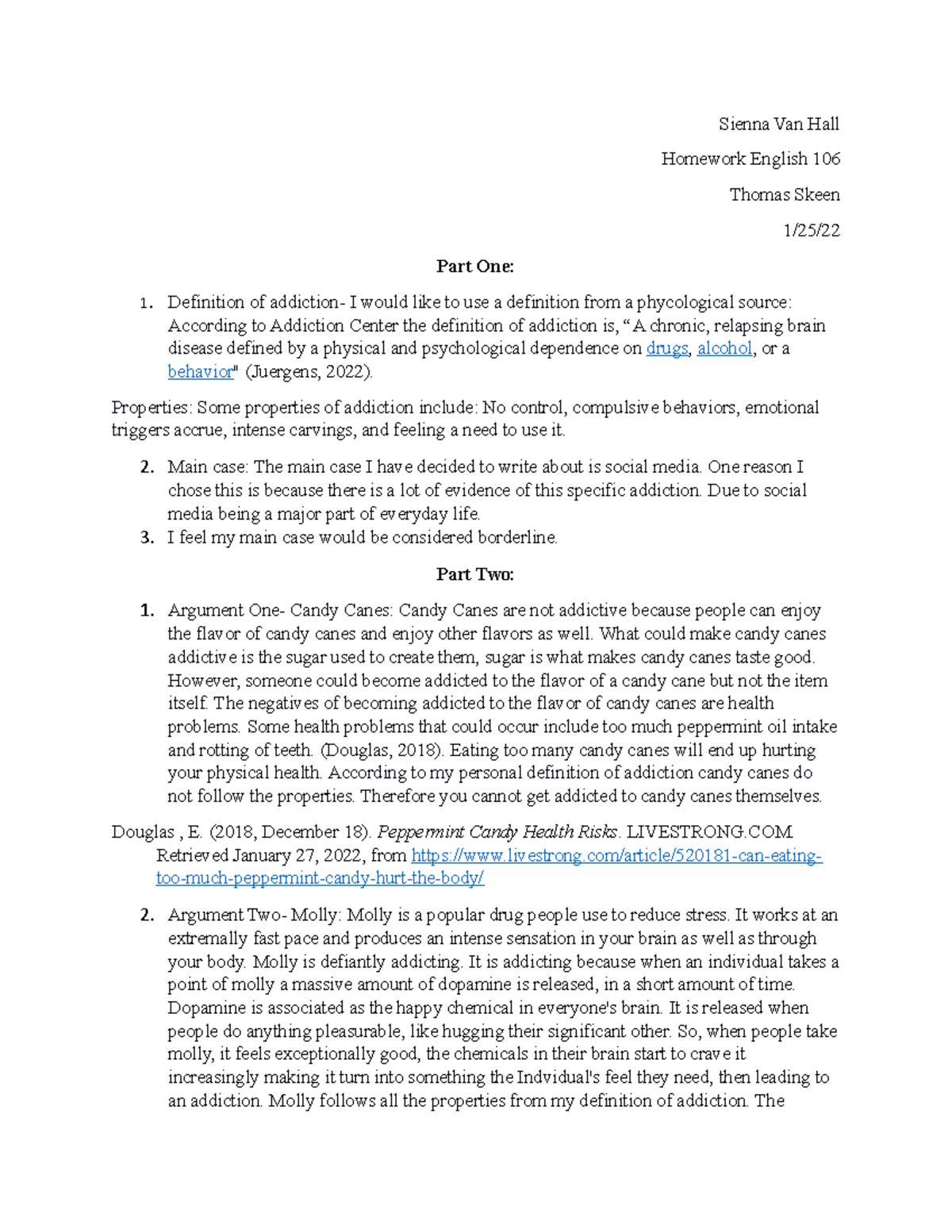 HW due before class Tuesday- English 106, January 25th - Sienna Van ...