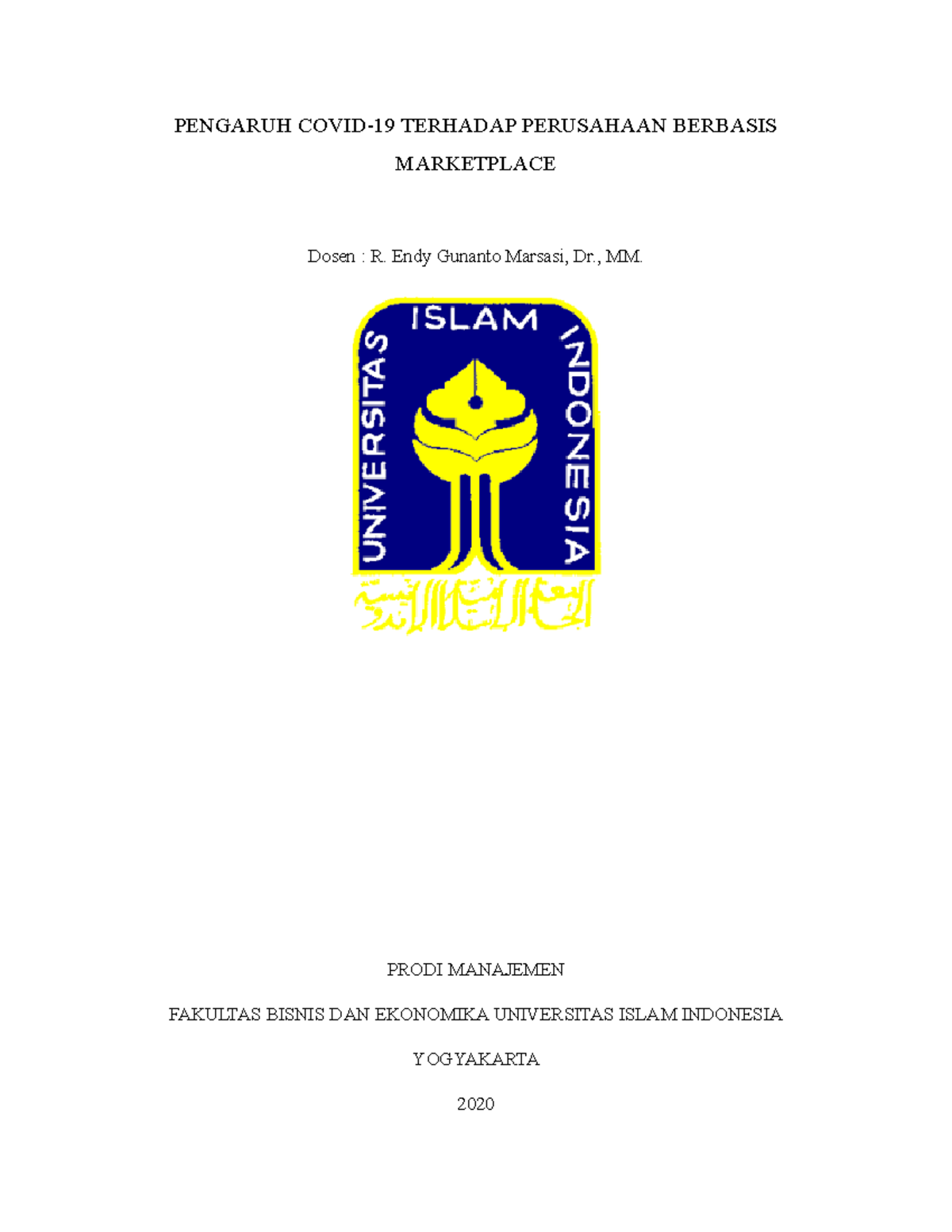 Makalah Simple Manajemen Pemasaran Stratejik - PENGARUH COVID-19 ...