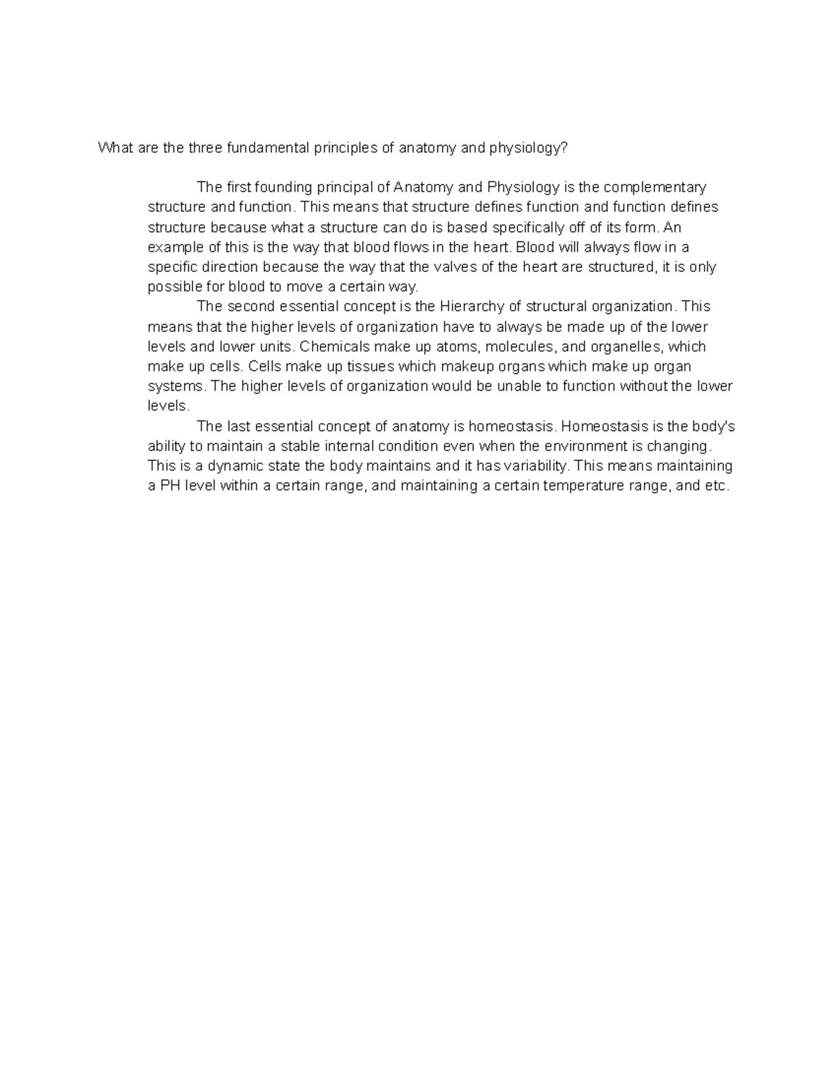 Three fundamental principles of anatomy and physiology - This means ...