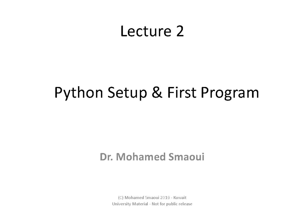 Lecture 2 - Python lecture notes introduction - Introduction to ...