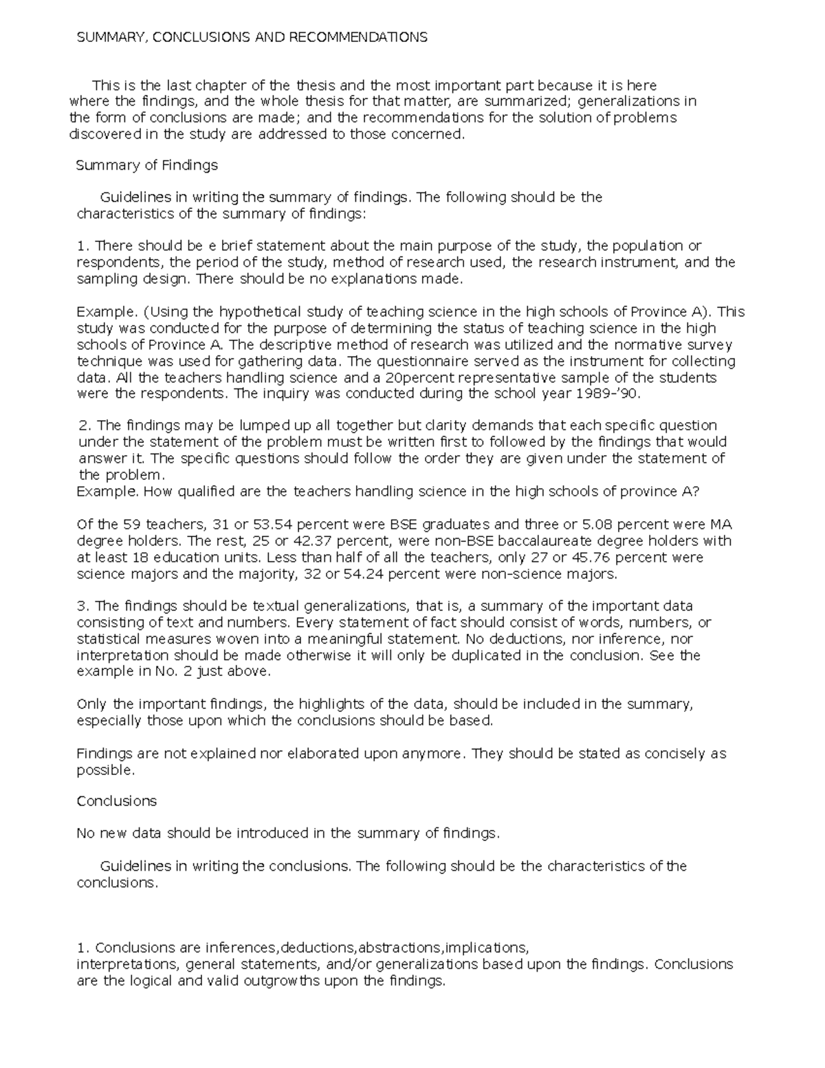 Pdfcoffee - SUMMARY, CONCLUSIONS AND RECOMMENDATIONS This is the last chapter of the thesis and ...