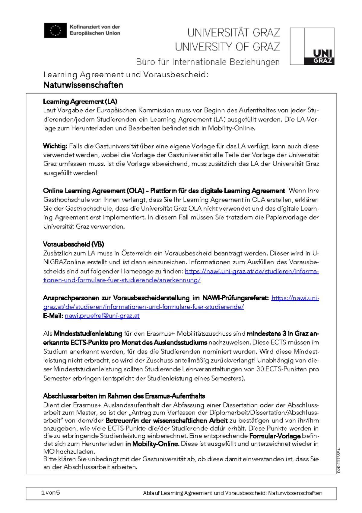 Ablauf LA VB - ghdfgh - 1 von 5 Ablauf Learning Agreement und ...