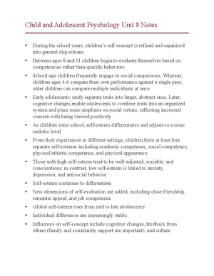 Child and Adolescent Psychology Unit 2 Notes - Their harmful effects ...