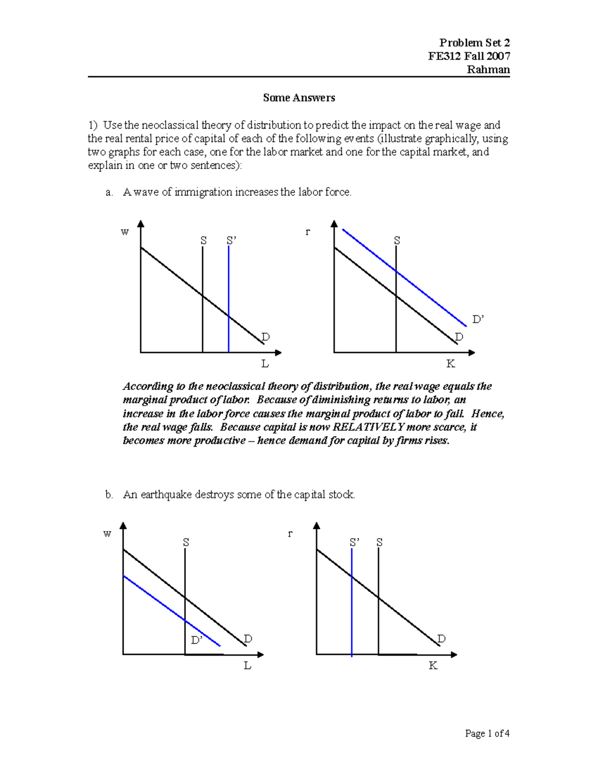 PS 2 Fall 08 Ans - FE312 Fall 2007 Rahman Some Answers Use the ...