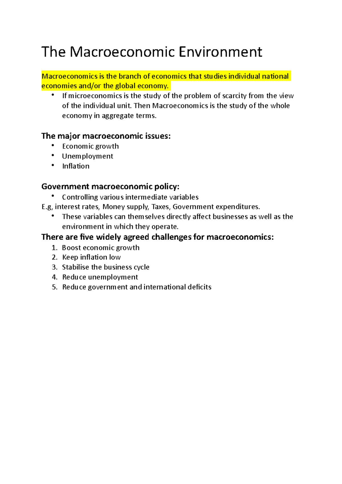 The Macroeconomic Environment intro - The Macroeconomic Environment ...