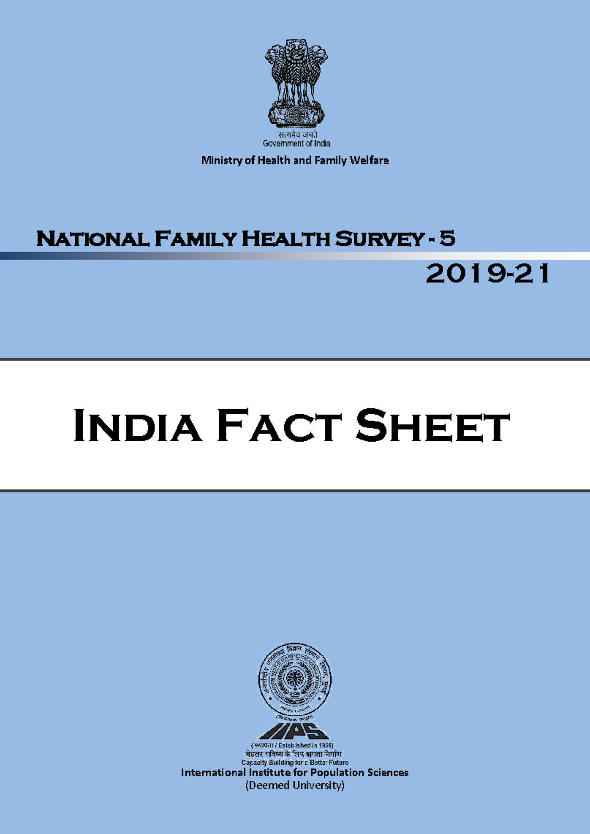 India NFHS - Summary El impostor - ####### 1 Ministry of Health and ...