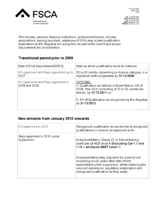 FSCA FAIS Notice 86 of 2018 - APG4025S - Studocu
