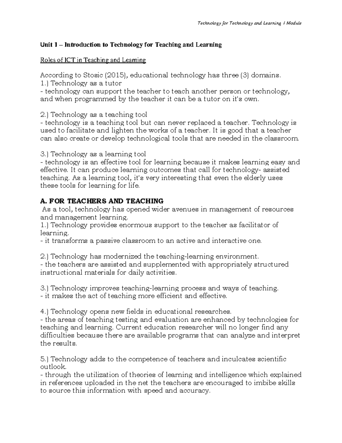 TTL1-Unit 1 - TTL 1 - Unit 1 – Introduction to Technology for Teaching ...