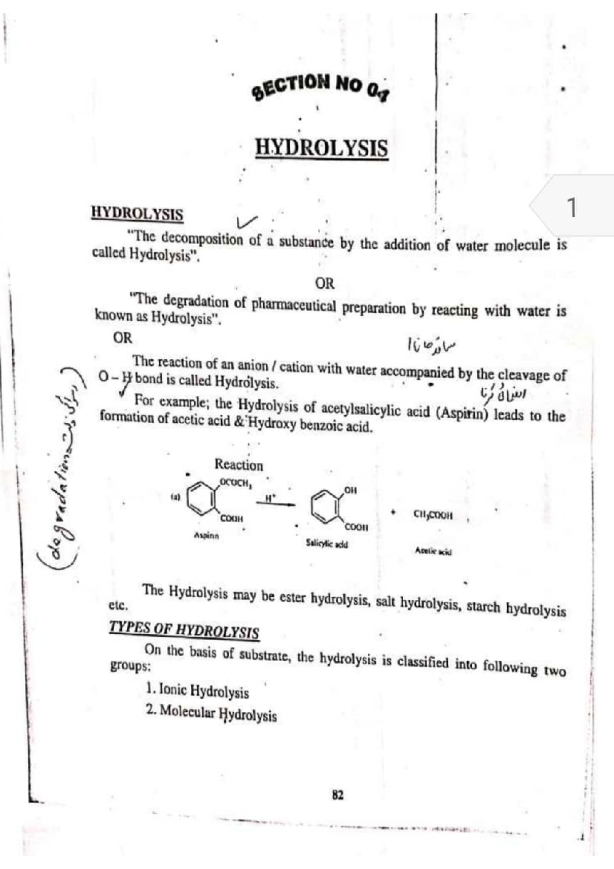 Hydrolysis - presentation of given topic - Chemistry - Studocu
