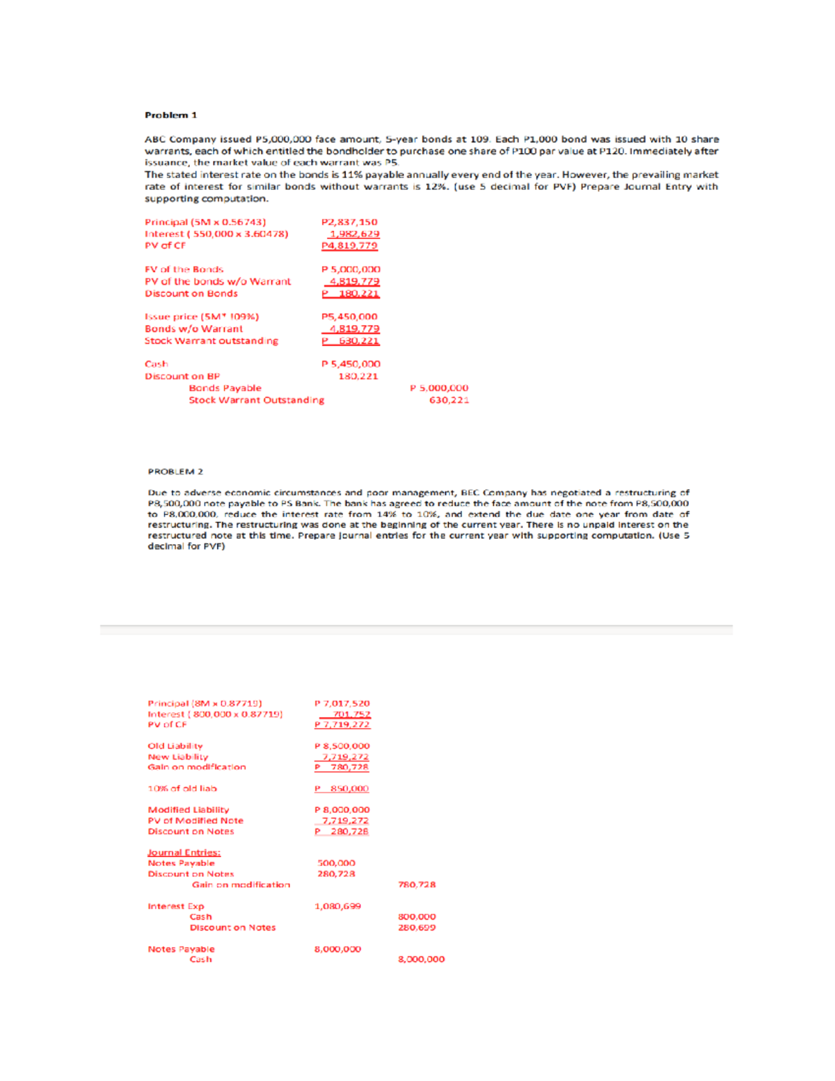 Computation-IA2 - Intermediate Accounting 1 - Studocu