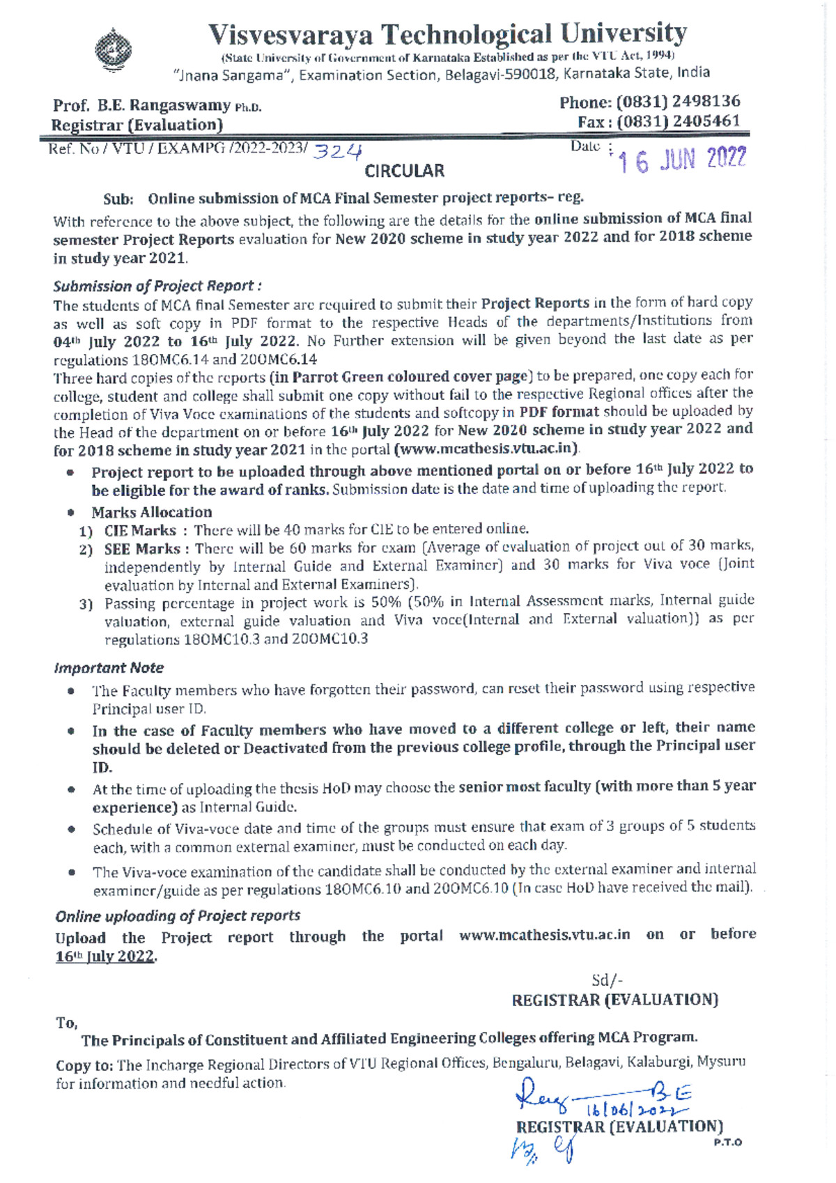 MCA Circular 2022-16062022 - MCA/ASSIGN/SEMESTER-I - Studocu