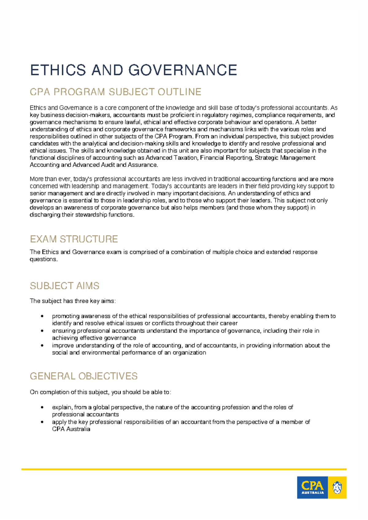 Subject-outline-ethics-and-governance - ETHICS AND GOVERNANCE CPA ...