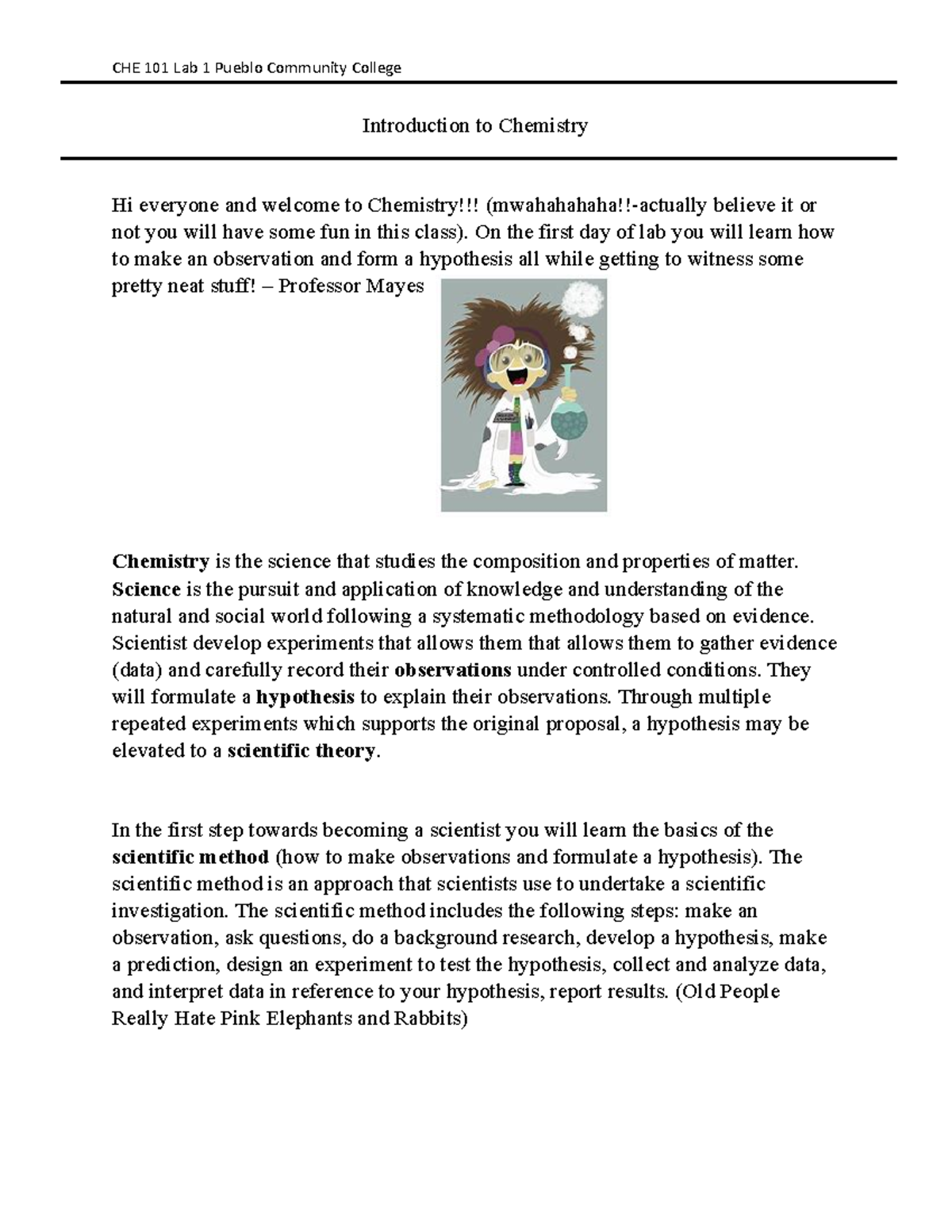 Introduction to Chemistry Lab - Introduction to Chemistry Hi everyone ...