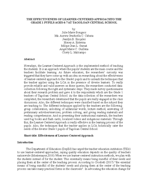 Yanni- Research - ADVANTAGES OF TVL STUDENTS CHAPTER 1 INTRODUCTION ...