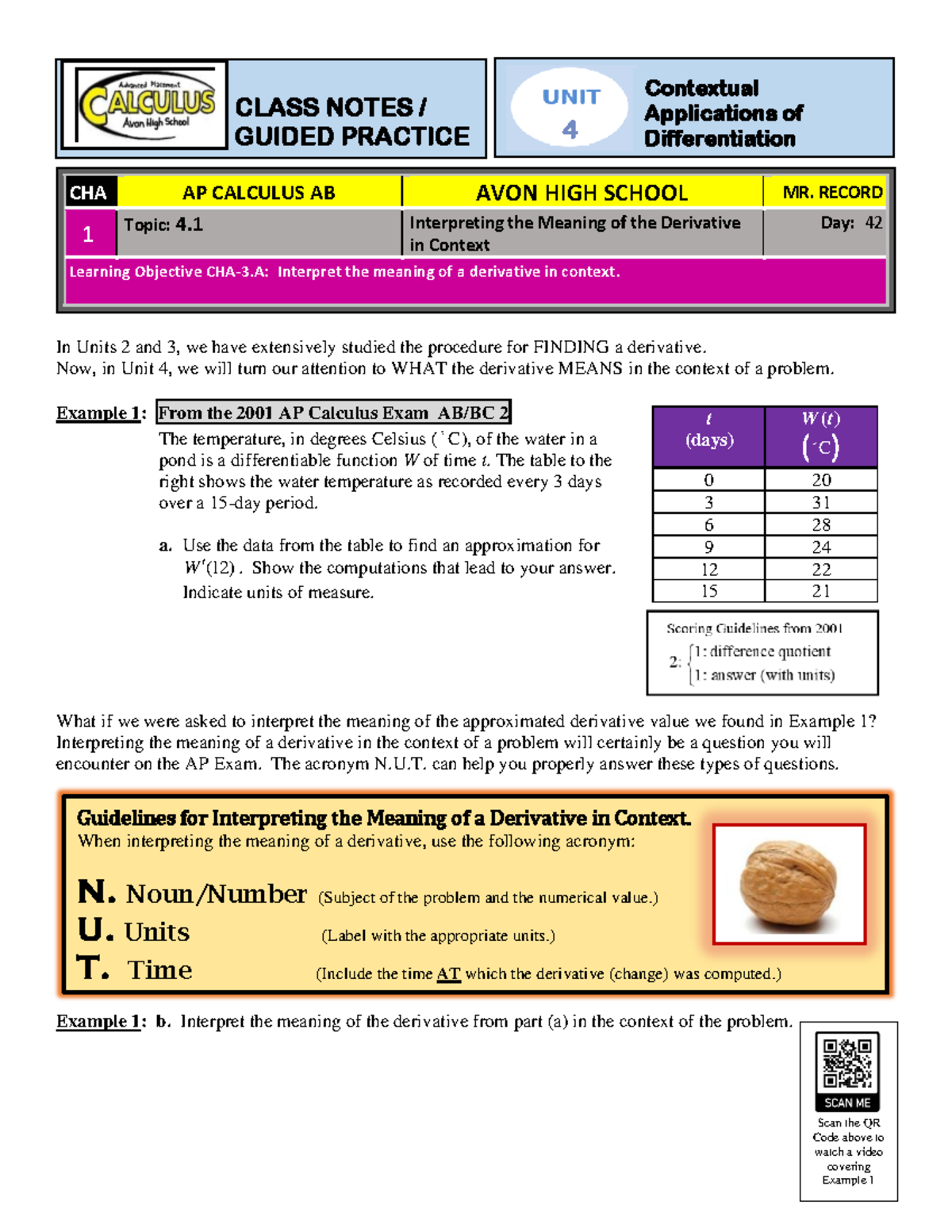 APCalculus ABUnit 4Guided Practice Lecture Notes PDF-1 - 1 In Units 2 ...