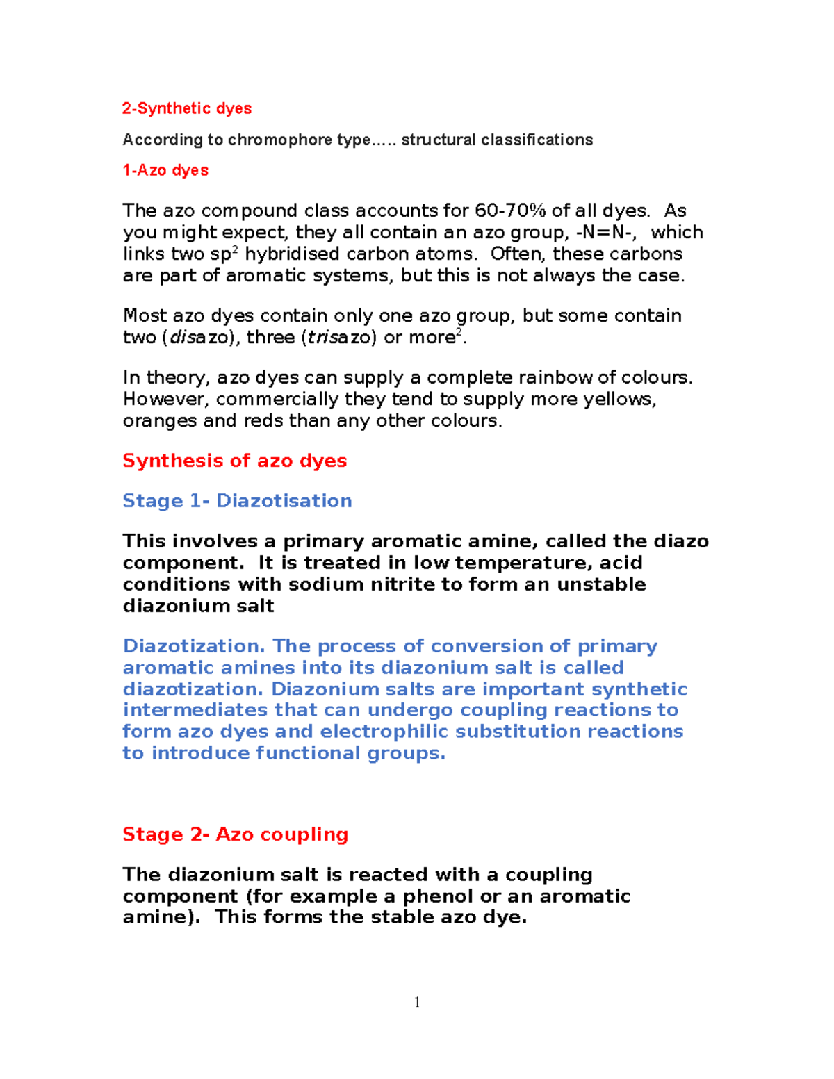 Azo dyes - final media - 2-Synthetic dyes According to chromophore type ...