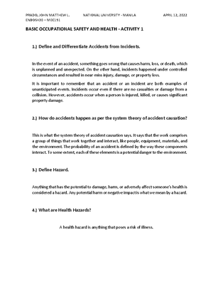 Basic Occupational Safety AND Health Activity 4 - PRADO, JOHN MATTHEW L ...