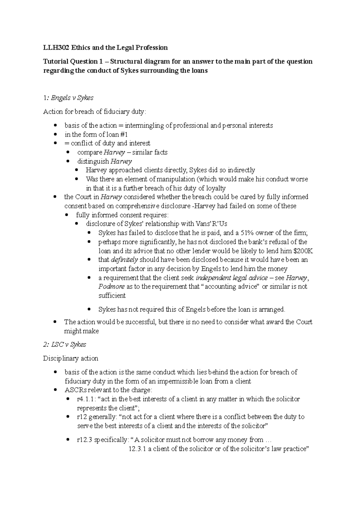 Week 11 structural diagram Tutorial Question 1 - LLH302 Ethics and the Legal Profession Tutorial ...