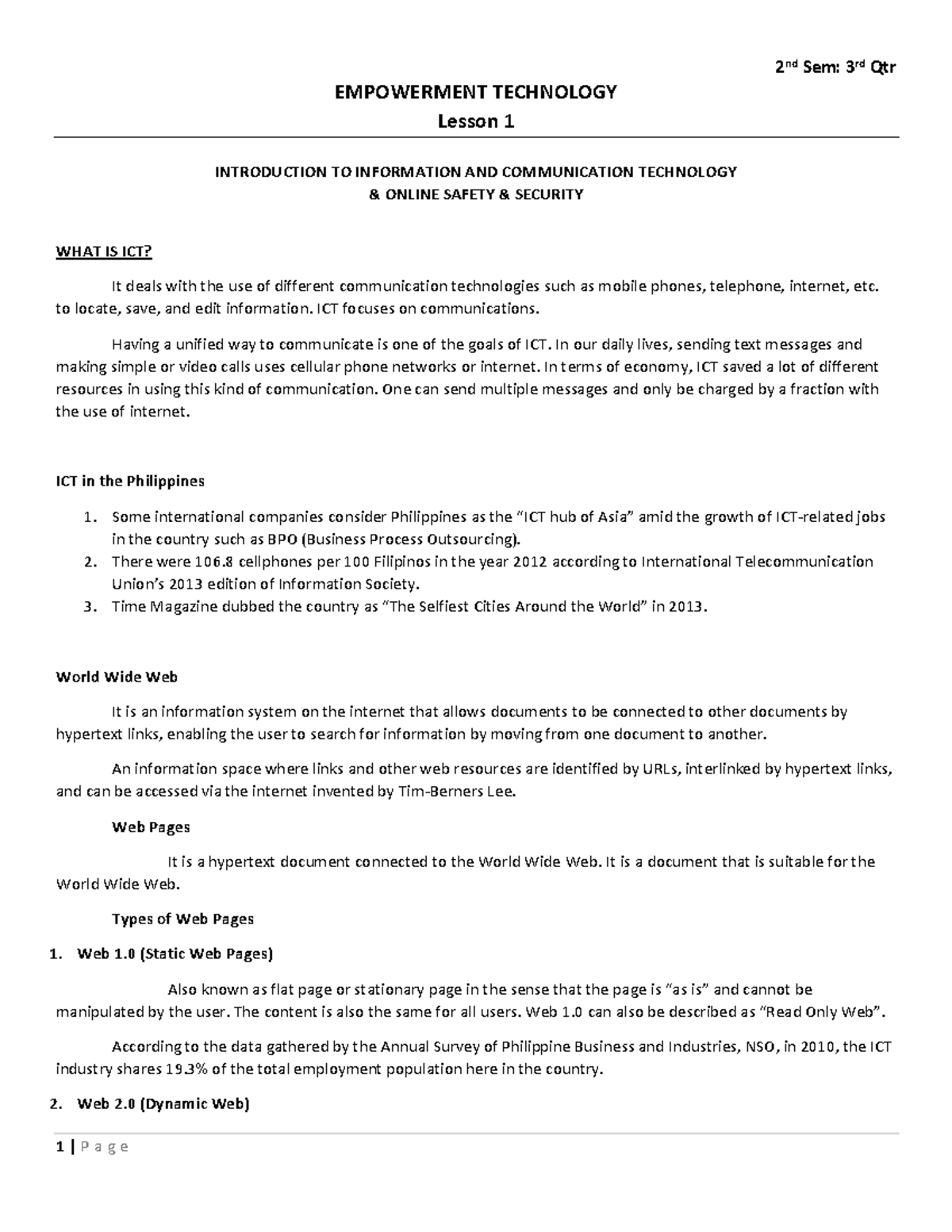 Lesson-1-EMP-TECH - qwdqwd - EMPOWERMENT TECHNOLOGY Lesson 1 ...