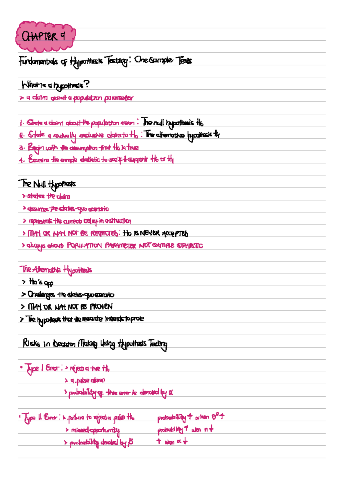 Chapter 9 stats - CHAPTER 9 Fundamentals of Hypothesis Testing: One ...