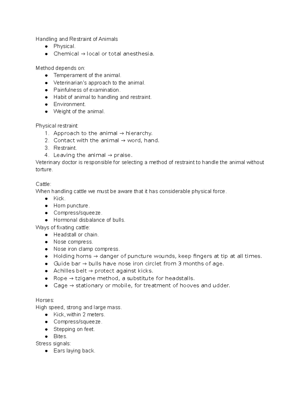 Handling and Restraint of Animals - Chemical → local or total ...