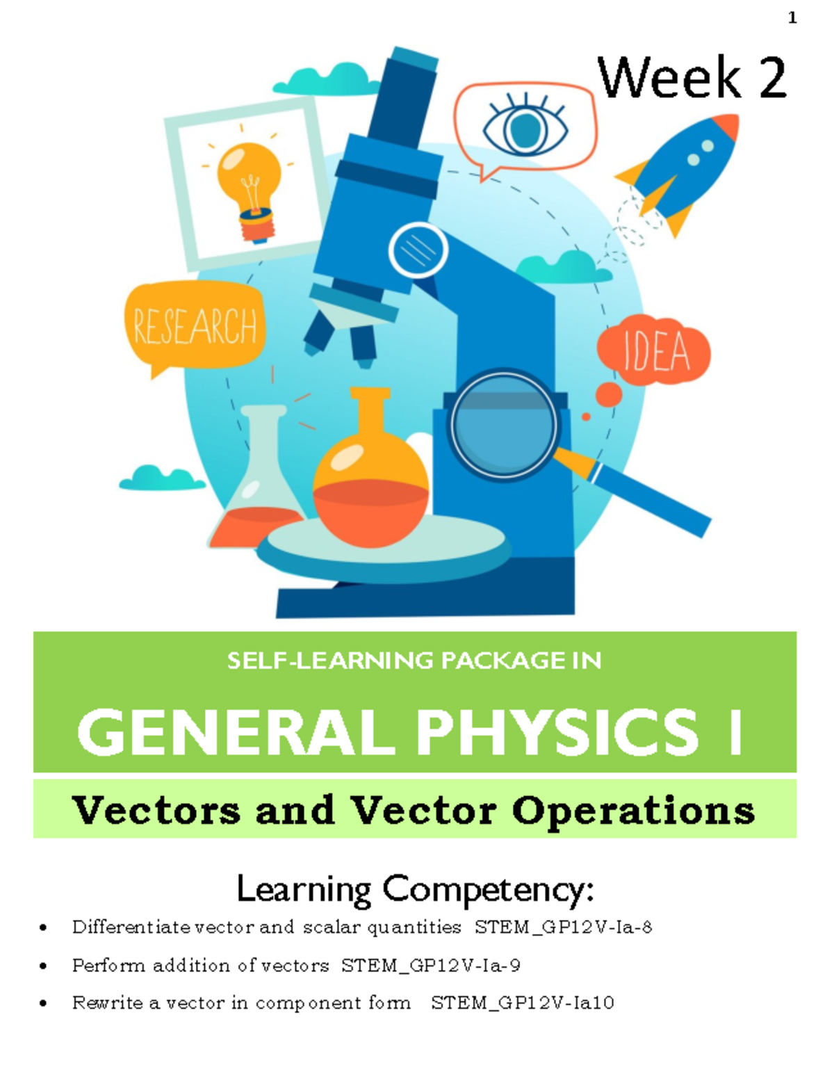 SLM General Physics 1 2nd Wk 1 - SELF-LEARNING PACKAGE IN GENERAL ...