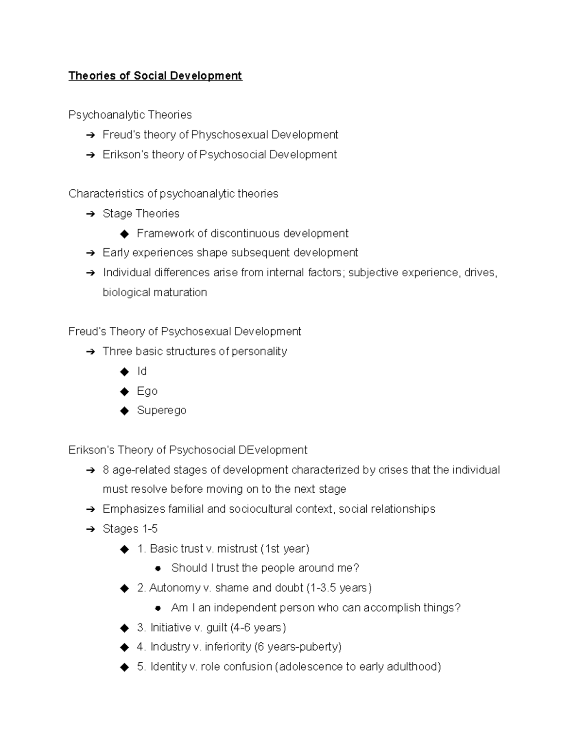 Developmental Psychology PS241 - 3/23 - Theories of Social Development ...