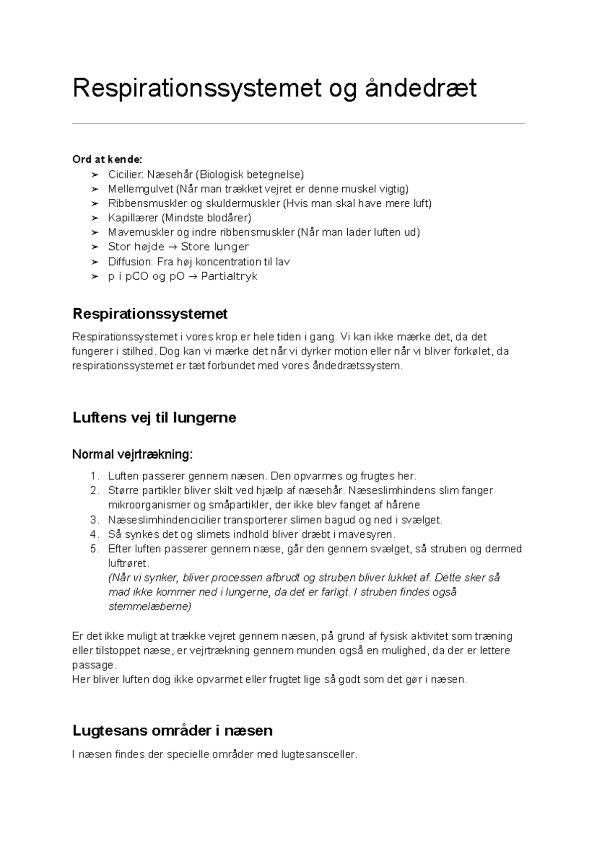 Kopi af Åndedrætssystemet (Respirationssystemet) - Respirationssystemet ...