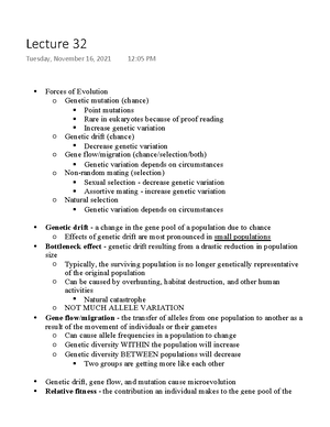 Biology - Unit 1 - study guide - Lecture 1 Key Points Biodiversity: the total number and kinds ...