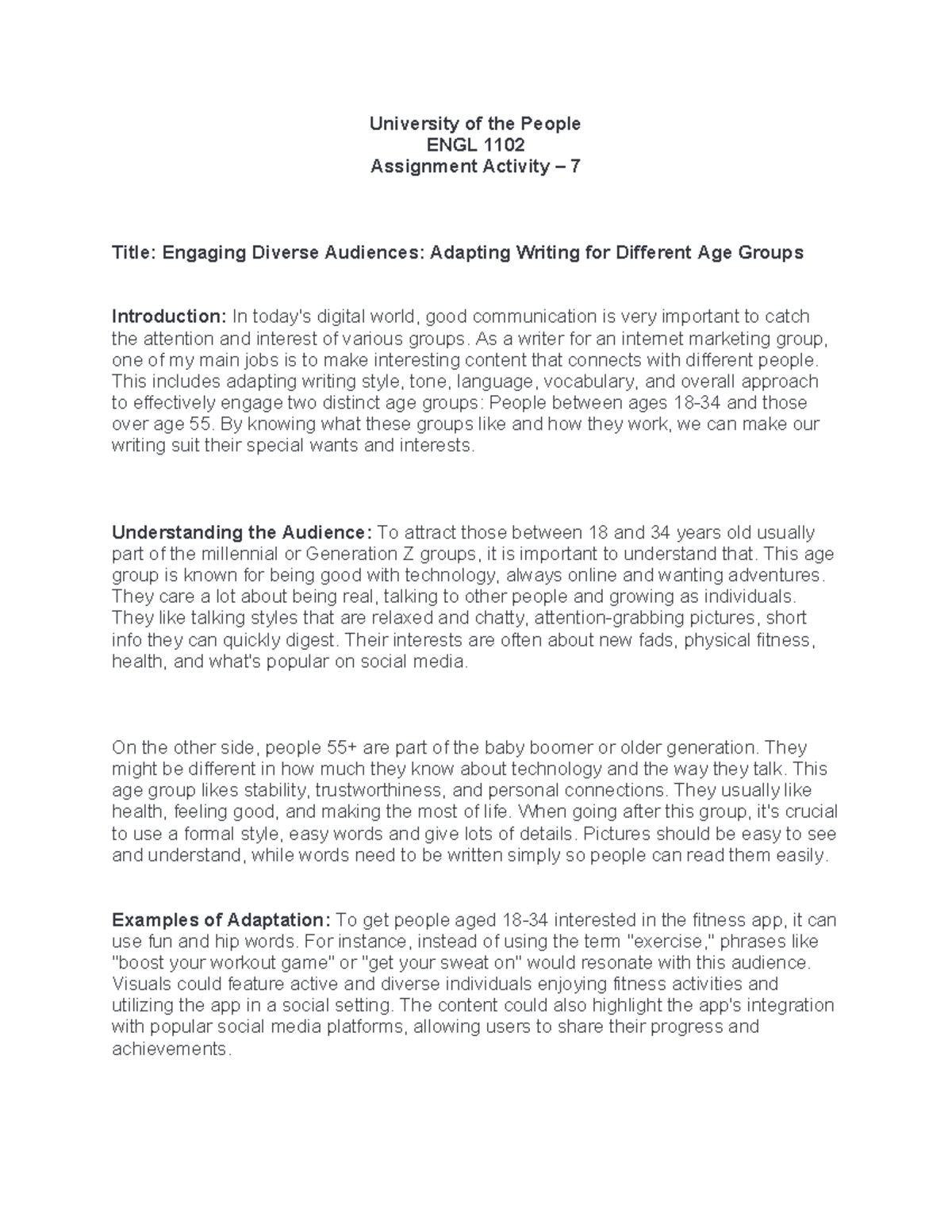 ENGL 1102 Assignment 7 - University of the People ENGL 1102 Assignment Activity – 7 Title ...