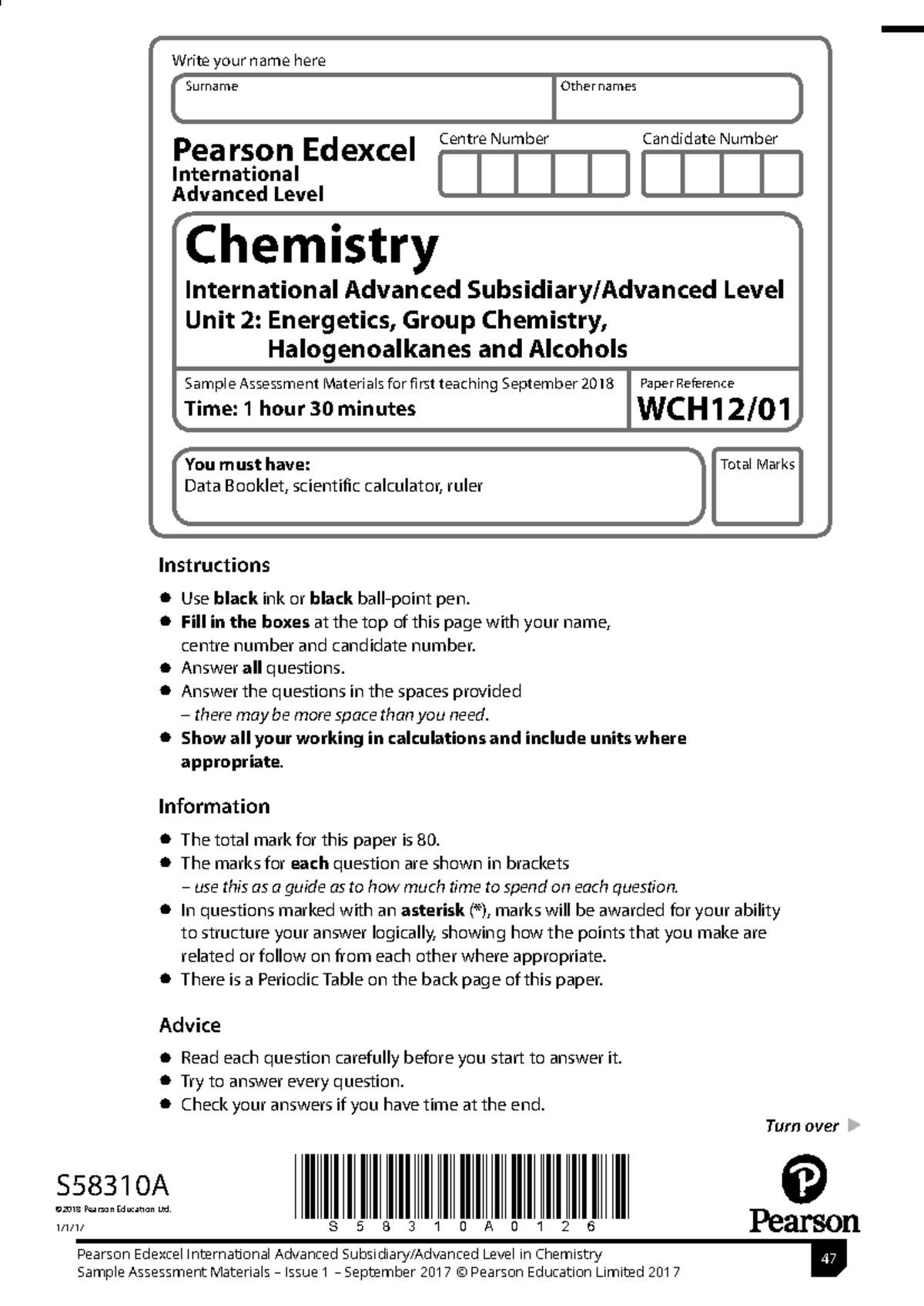 Specimen - NEW - yjyjykyfukukufykf - Centre Number Candidate Number ...