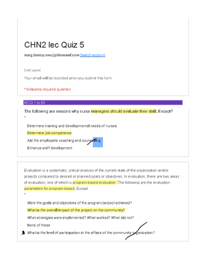 CHN RBE LEC 2 - Exam Reviewers - - Studocu