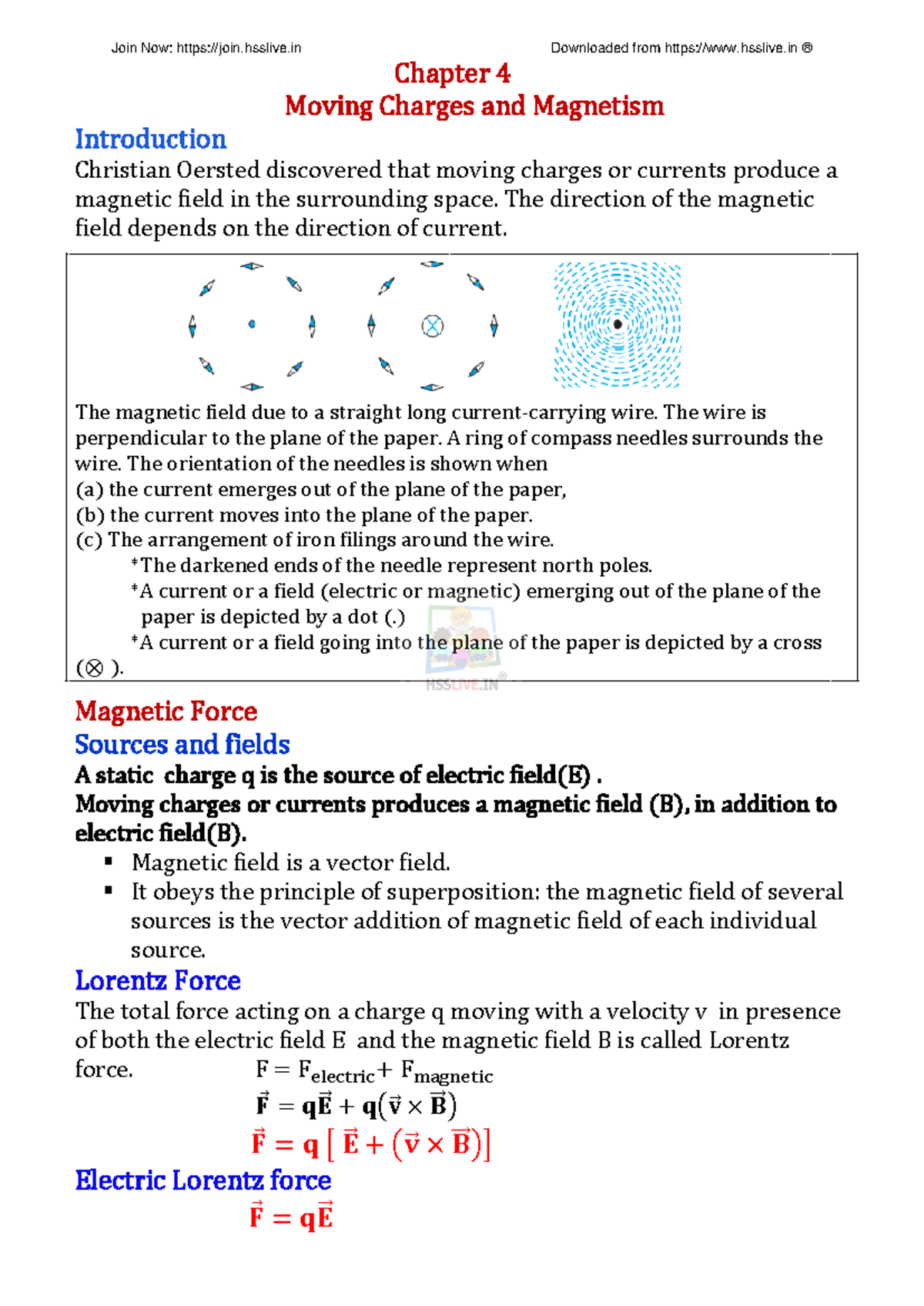Hsslive Plus two Chapter 4-2024 - Chapter 4 Moving Charges and ...