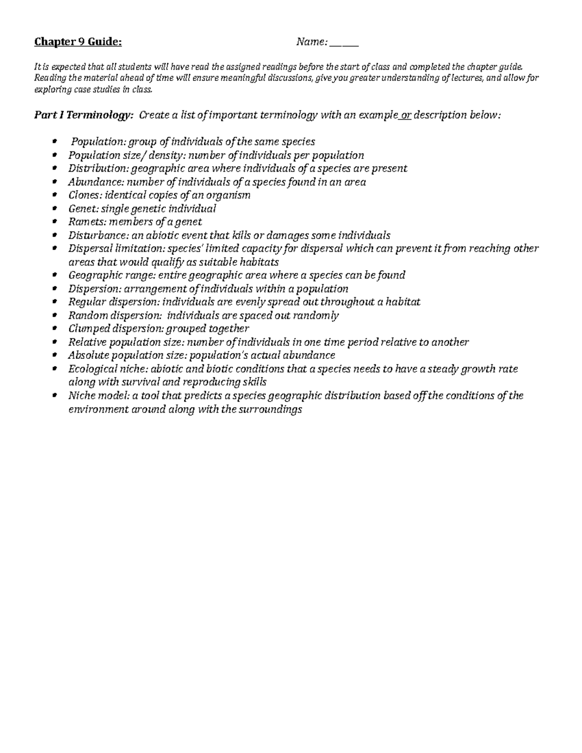 Chapter 9 Guide - textbook questions - Chapter 9 Guide: Name ...