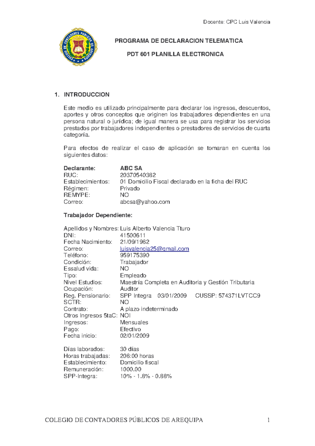 PDT Planilla Electronica - PROGRAMA DE DECLARACION TELEMATICA PDT 601 ...