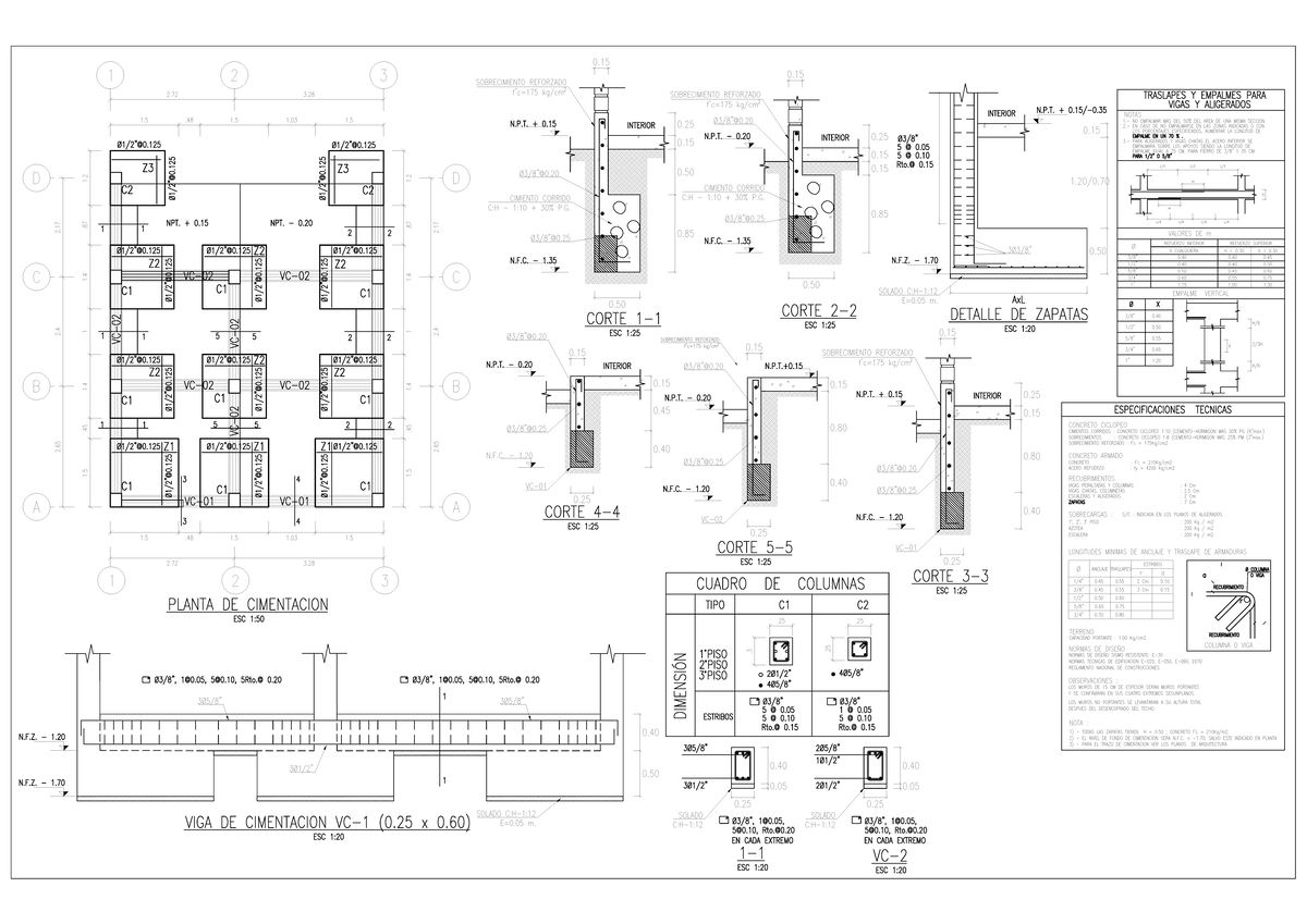 Estructura - Cimentación - 0 1 2 3 0 SOBRECIMIENTO REFORZADO 2 3 ...