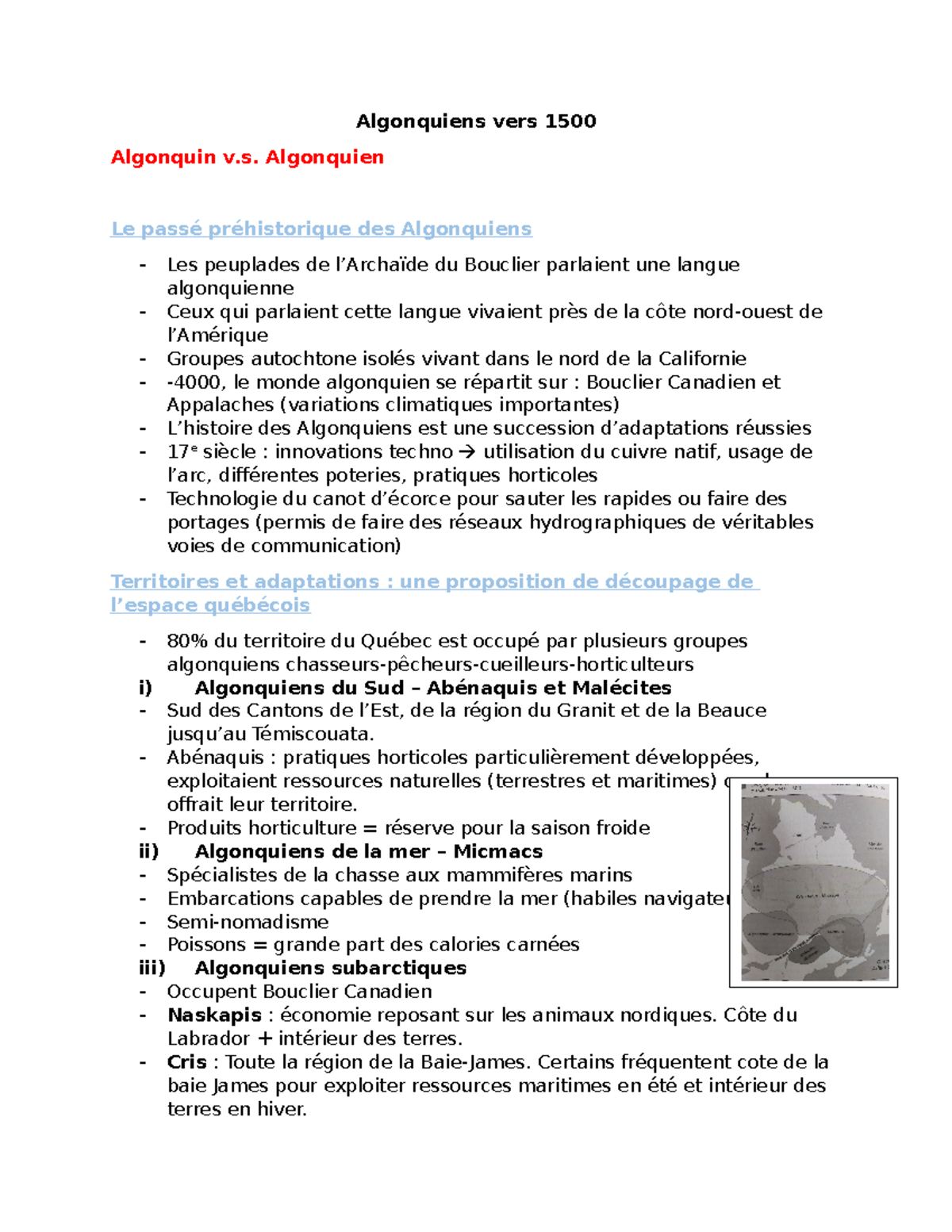 Algonquiens vers 1500 - Selon le manuel de Éthier et Lefrançois 2012 ...