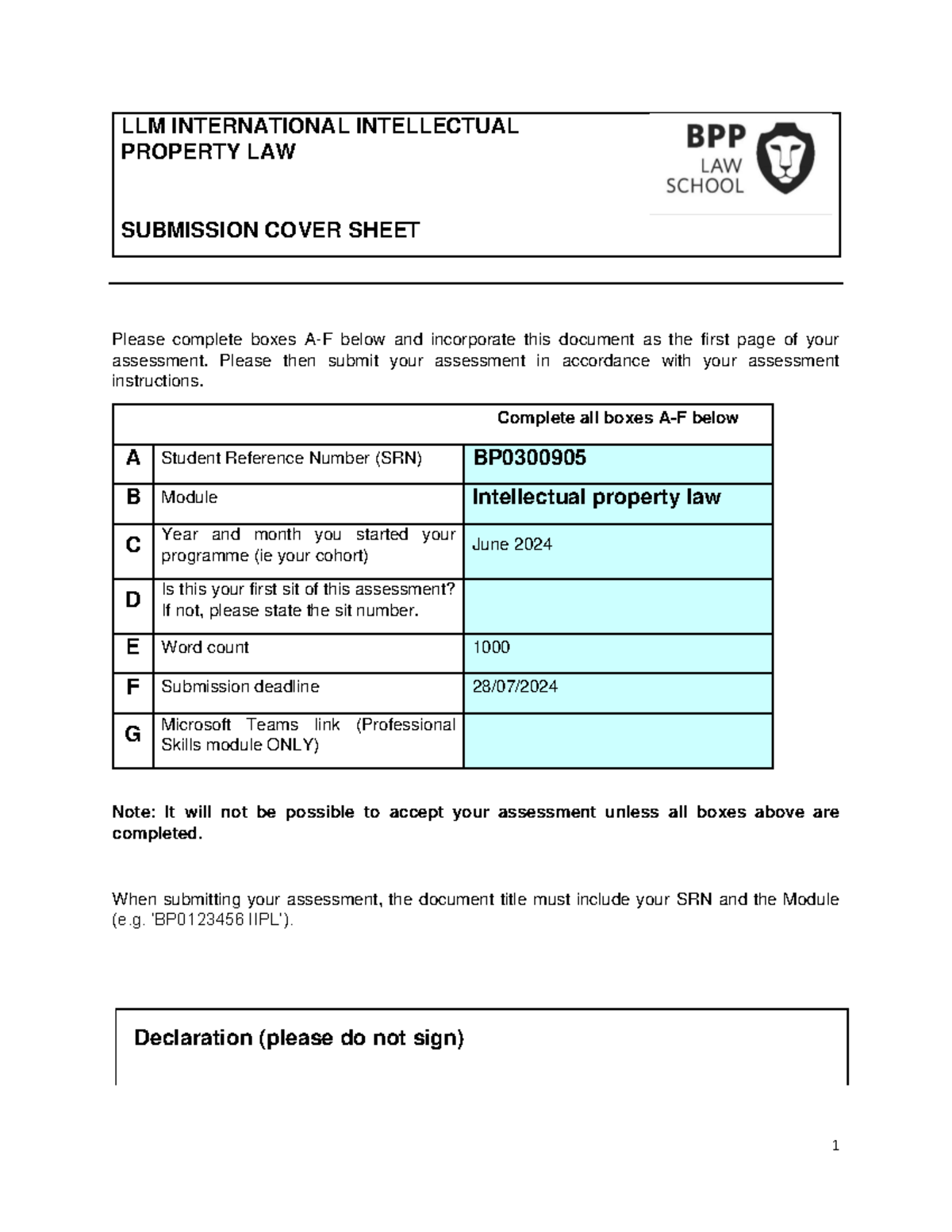 Intellectual property H - LLM INTERNATIONAL INTELLECTUAL PROPERTY LAW ...